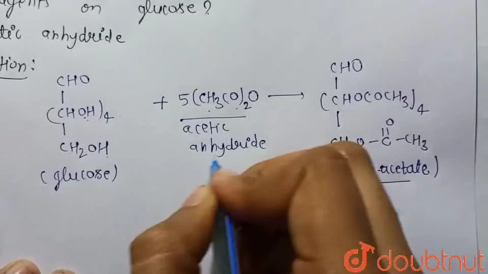 What is the action of following reagents on glucose ? acetic anhydr