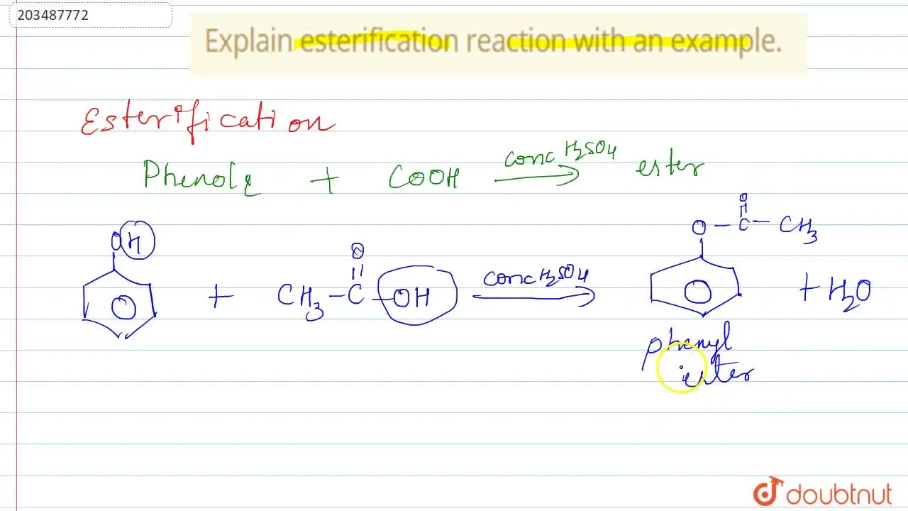 [Kannada Solution] Explain esterification reaction with an example.