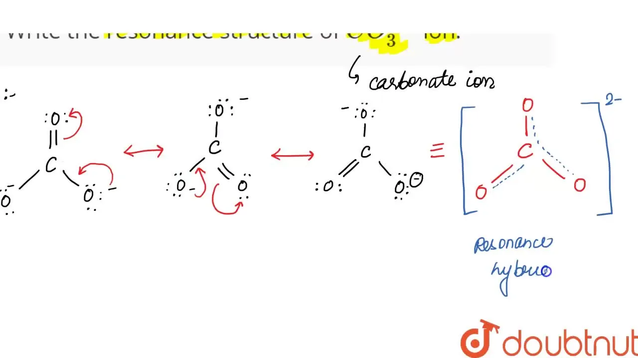 [Bengali] Write the resonance structure of CO3^(2-) ion.