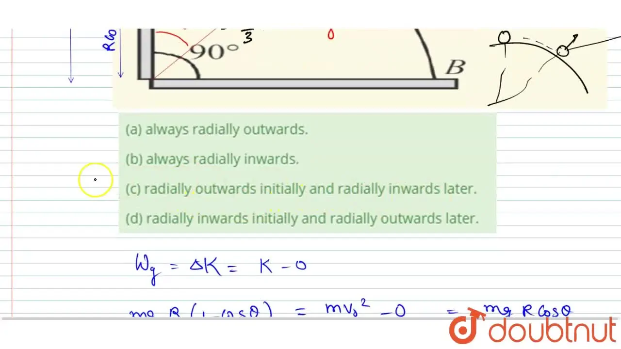 radially outwards initially and radially inward later
