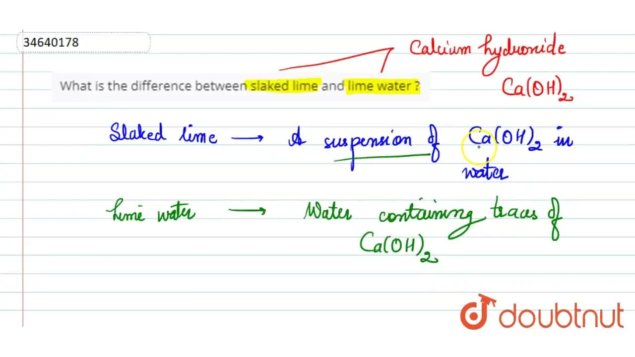What is the difference between slaked lime and lime water