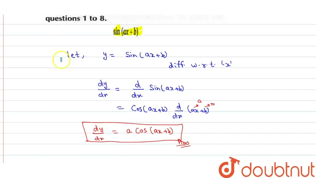 [Solved] sin (ax + b)