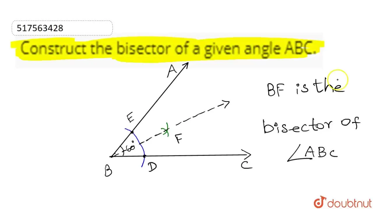 [Tamil] Construct the bisector of a given angle ABC.