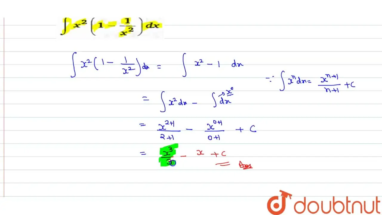 int x^(2) (1-(1)/(x^(2)))dx