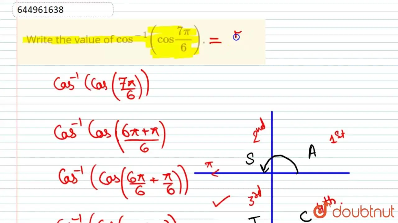 Odia Write The Value Of Cos 1 cos 7pi 6 Odia Write The Value Of Cos 1 cos 7pi 6