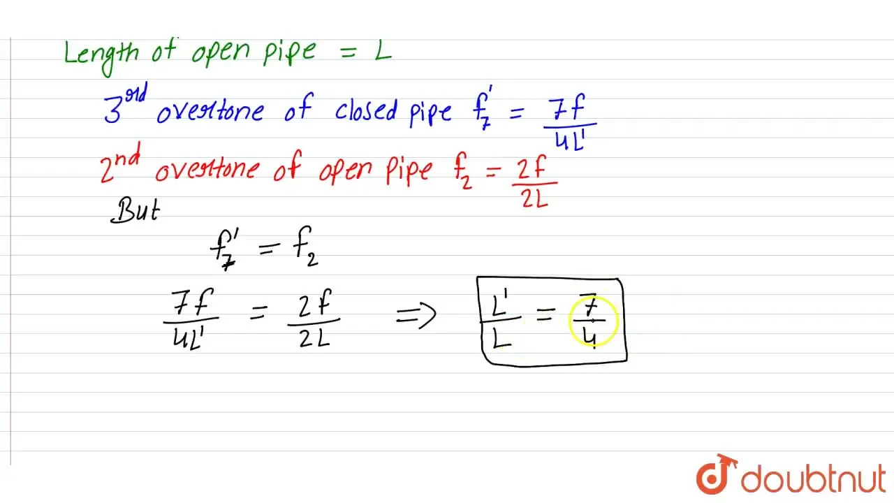 [Gujrati] If second overtone of closed pipe and third overtone of open