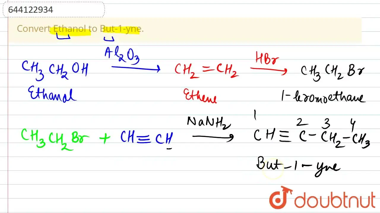 Convert Ethanol to But-1-yne.