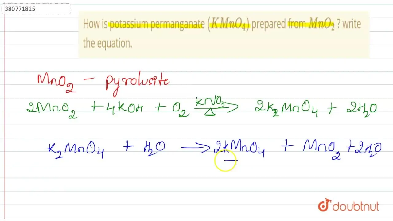 [Kannada] How is potassium permanganate ( KMnO4) prepared from MnO2