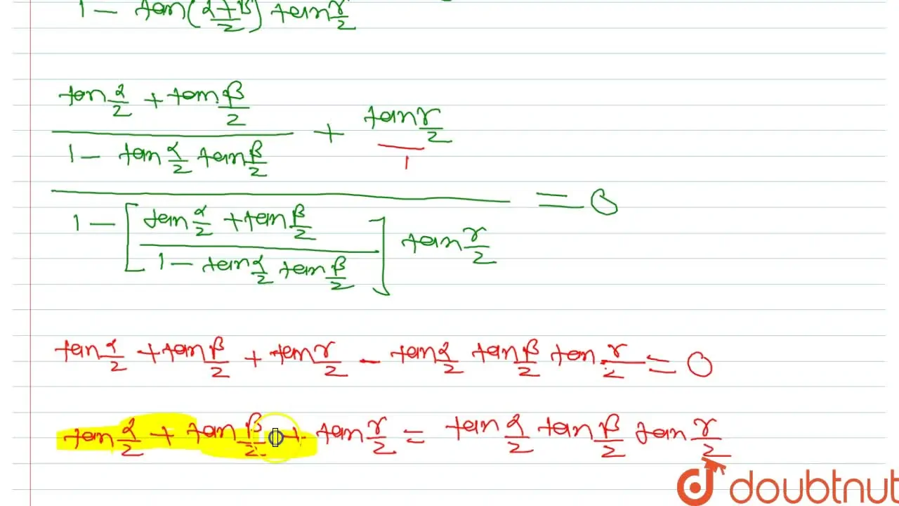 [Marathi] tan "" alpha /2 tan "" beta /2 + tan ""beta /2 tan "" gamma/