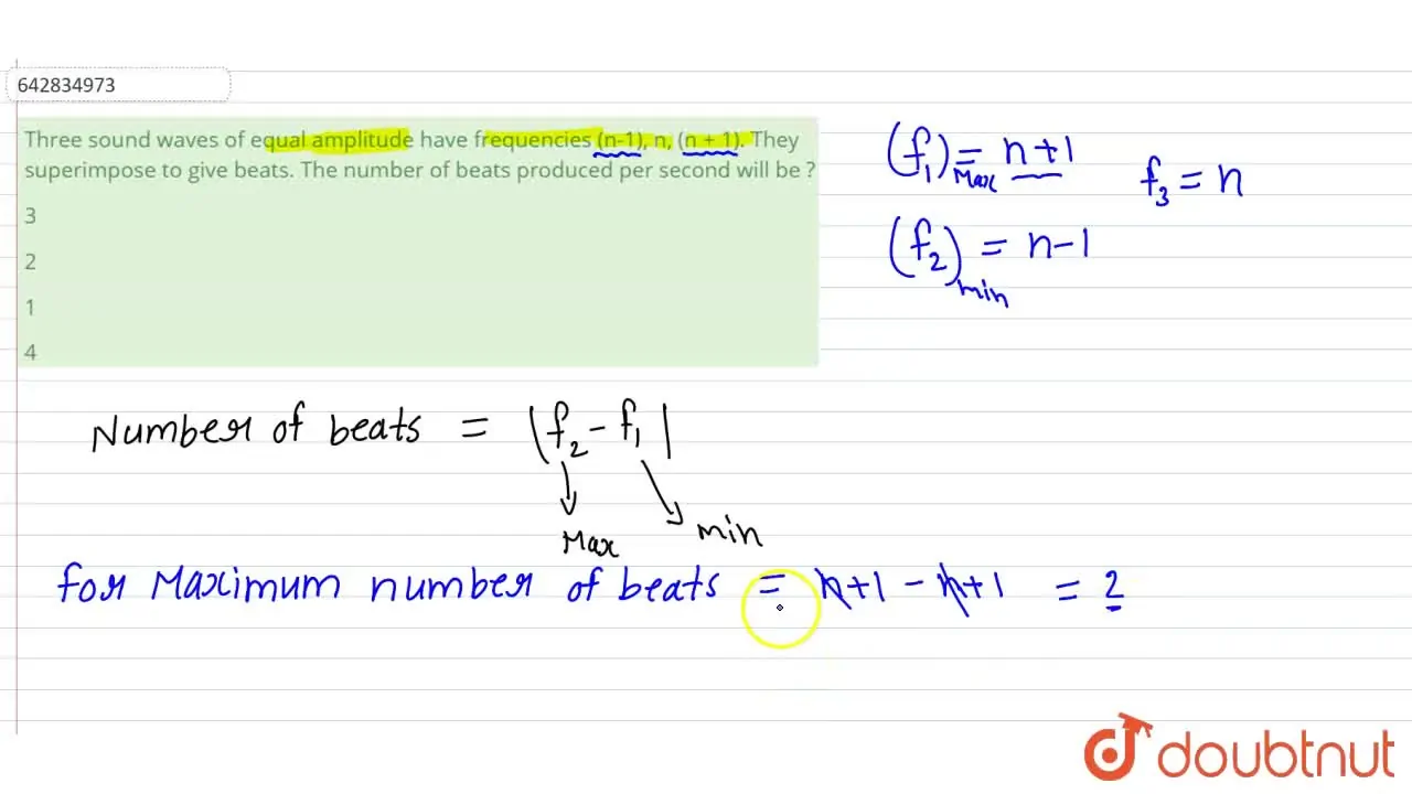 [Gujrati] Three sound waves of equal amplitude have frequencies (n-1),