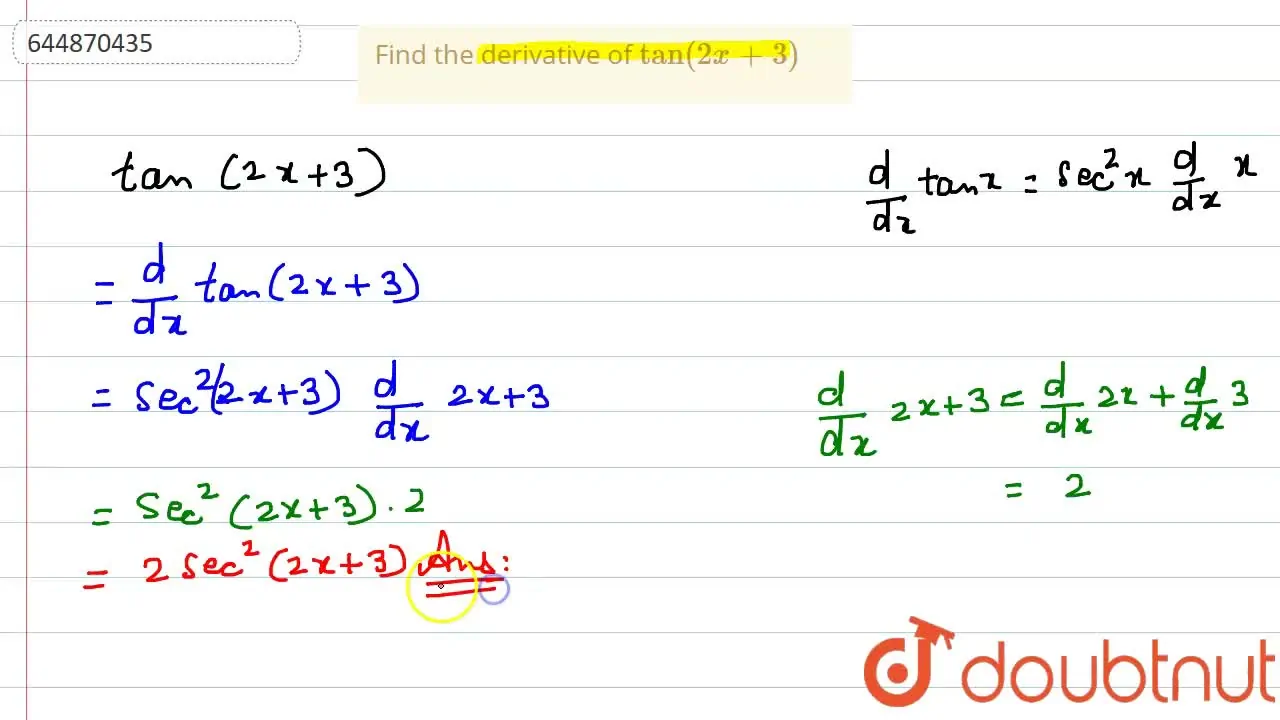 [Punjabi] Find the derivative of tan (2x + 3)