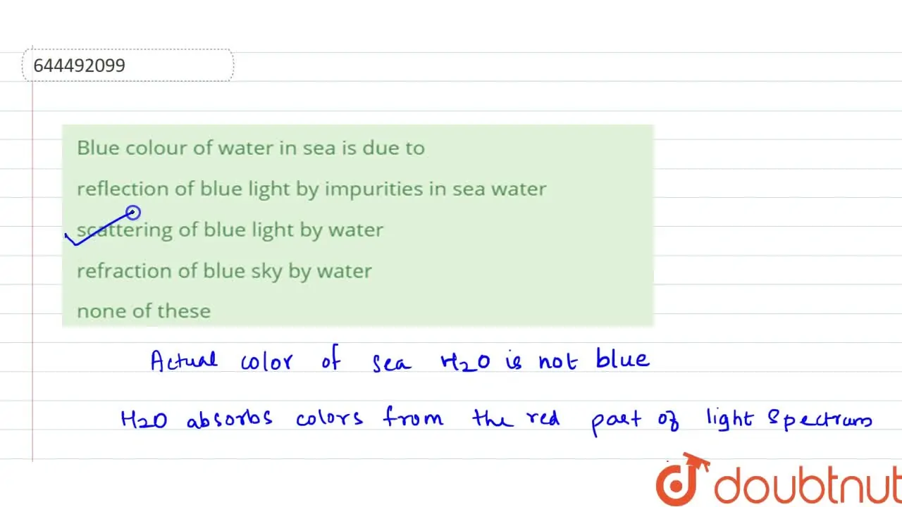 [Malayalam] Blue colour of water in sea is due to