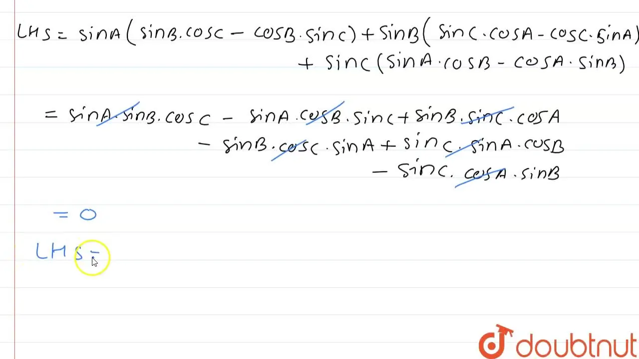[Odia] Prove the sinA.sin(B-C) + sinB.sin(C-A) + sinC.sin(A-B) = 0