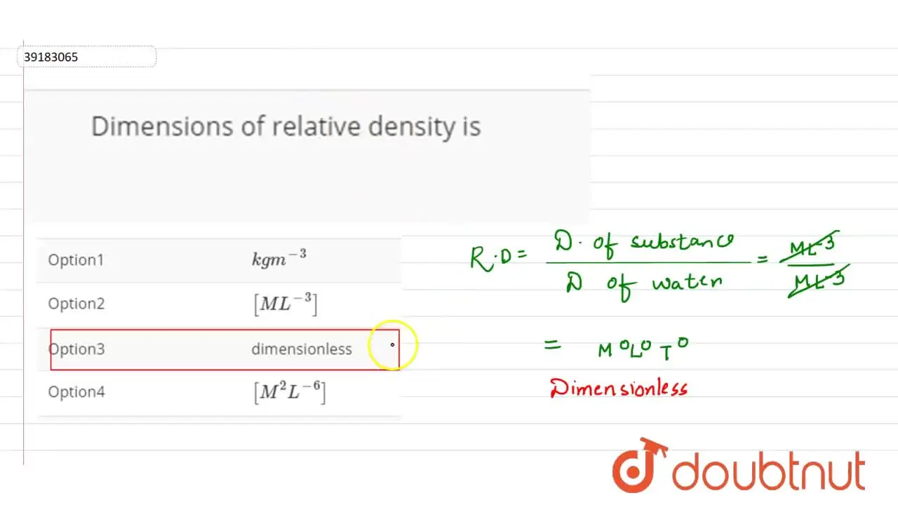 Dimensions of relative density is