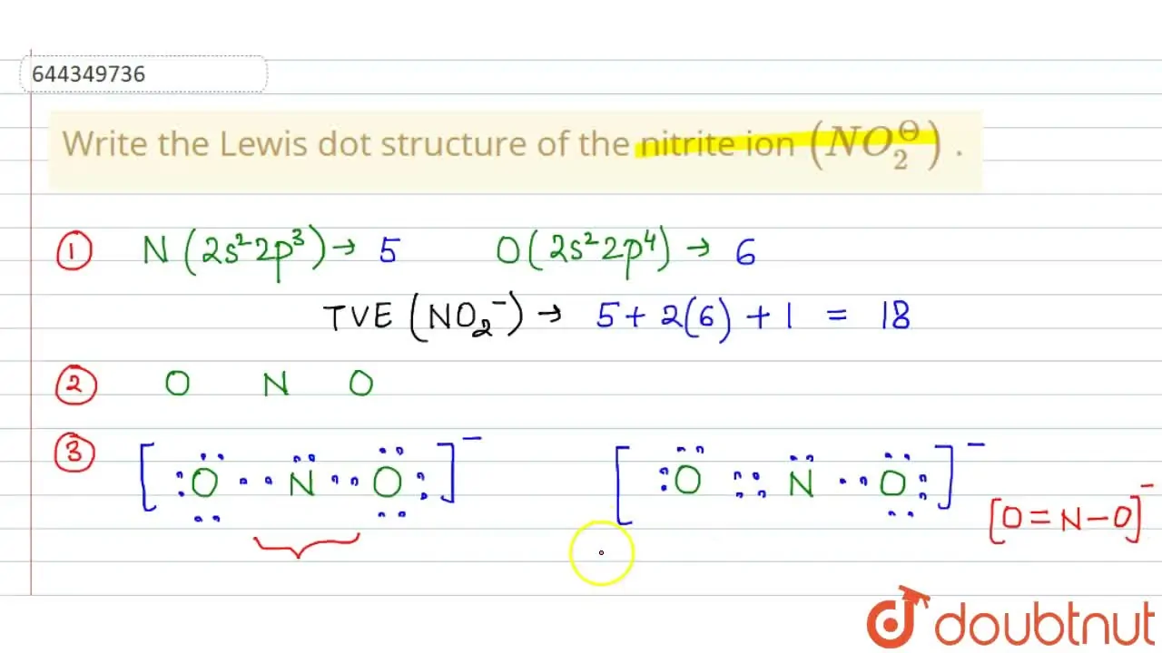 Draw the Lewis structure of NO(2)^(-) (Nitrite ion)