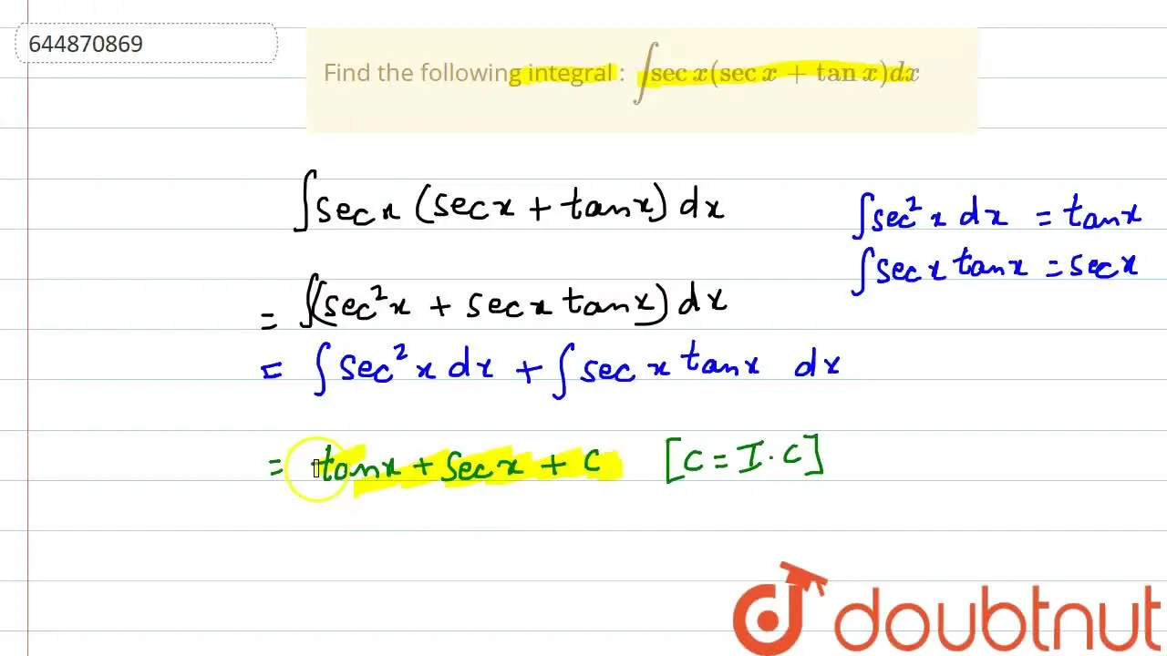 [Punjabi] Find the following integral : int secx (secx + tanx) dx