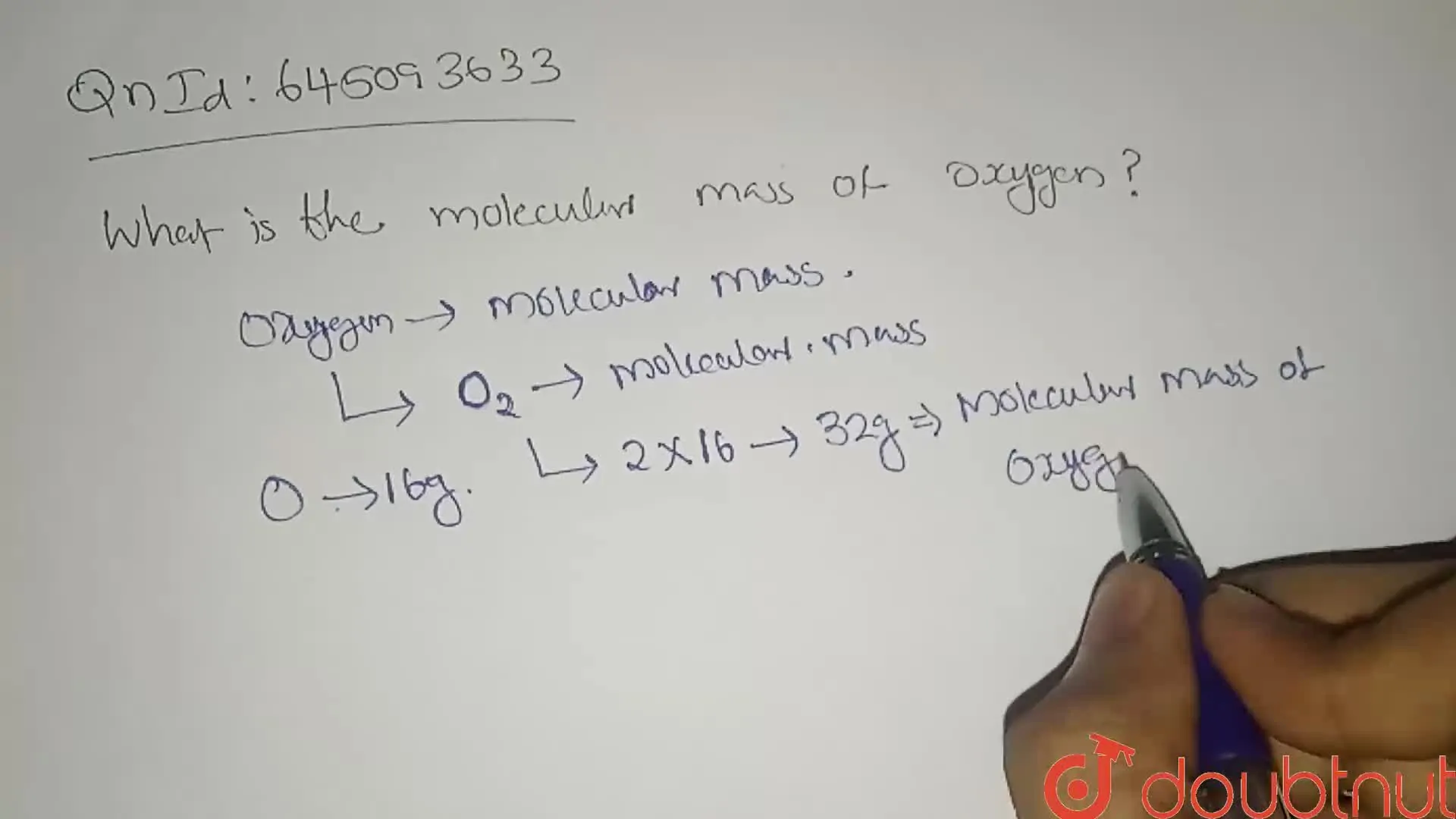 [Malayalam] What is the molecular mass of oxygen?