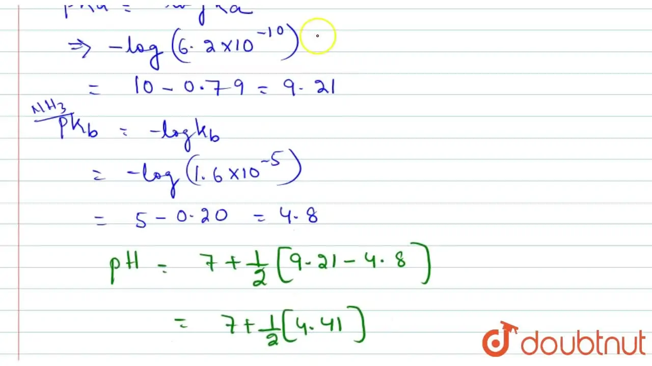 [Odia] Calculate the PH of 0.01 M aqueous solution of NH4CN. Given di