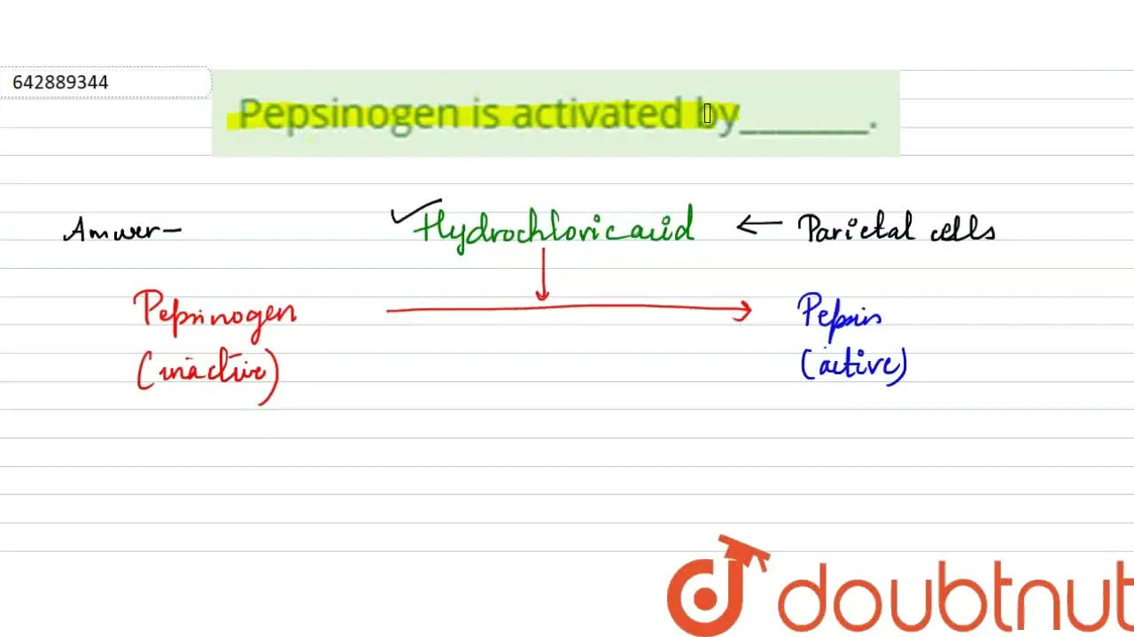 [Odia Solution] Pepsinogen is activated by.