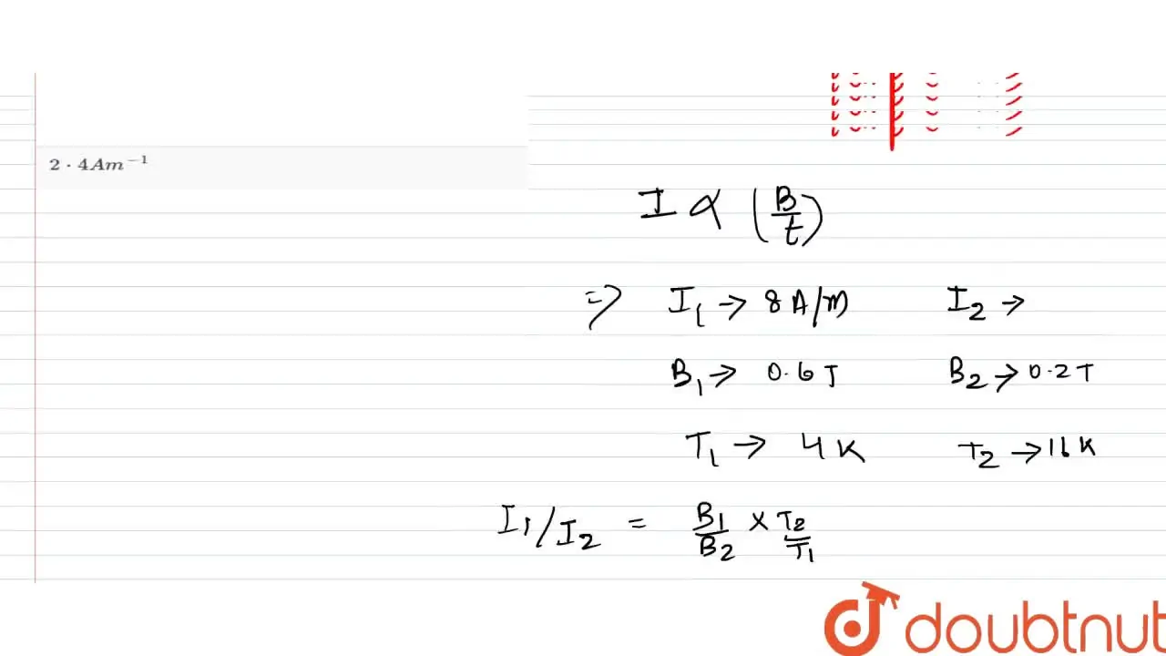 A paramagnetic sample shows a net magnetization of 8Am^-1 when placed