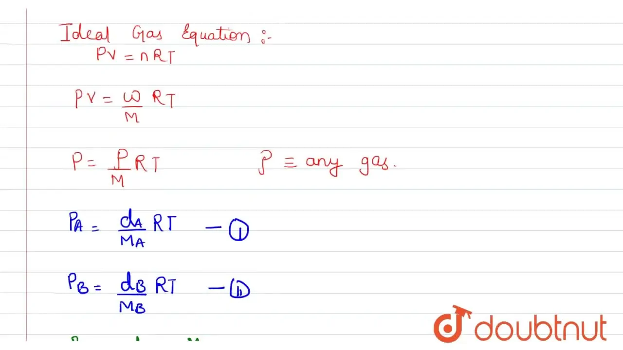 Two vessels separately contain two ideal gases A and B at the same tem