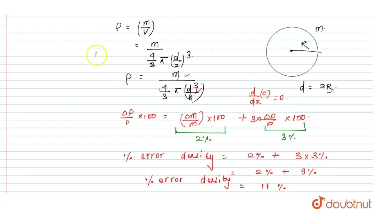 The density of a sphere is measured by measuring the mass and diameter