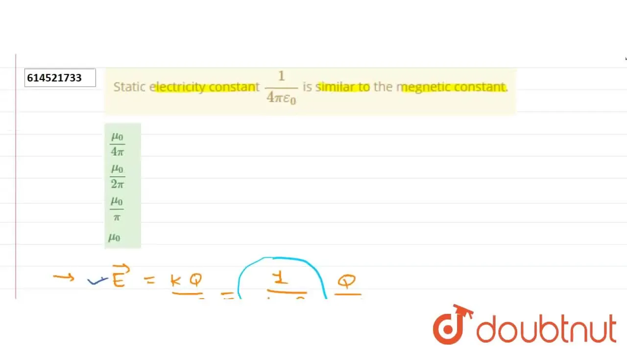 [Gujrati] Static electricity constant (1)/(4pi epsilon(0) ) is similar
