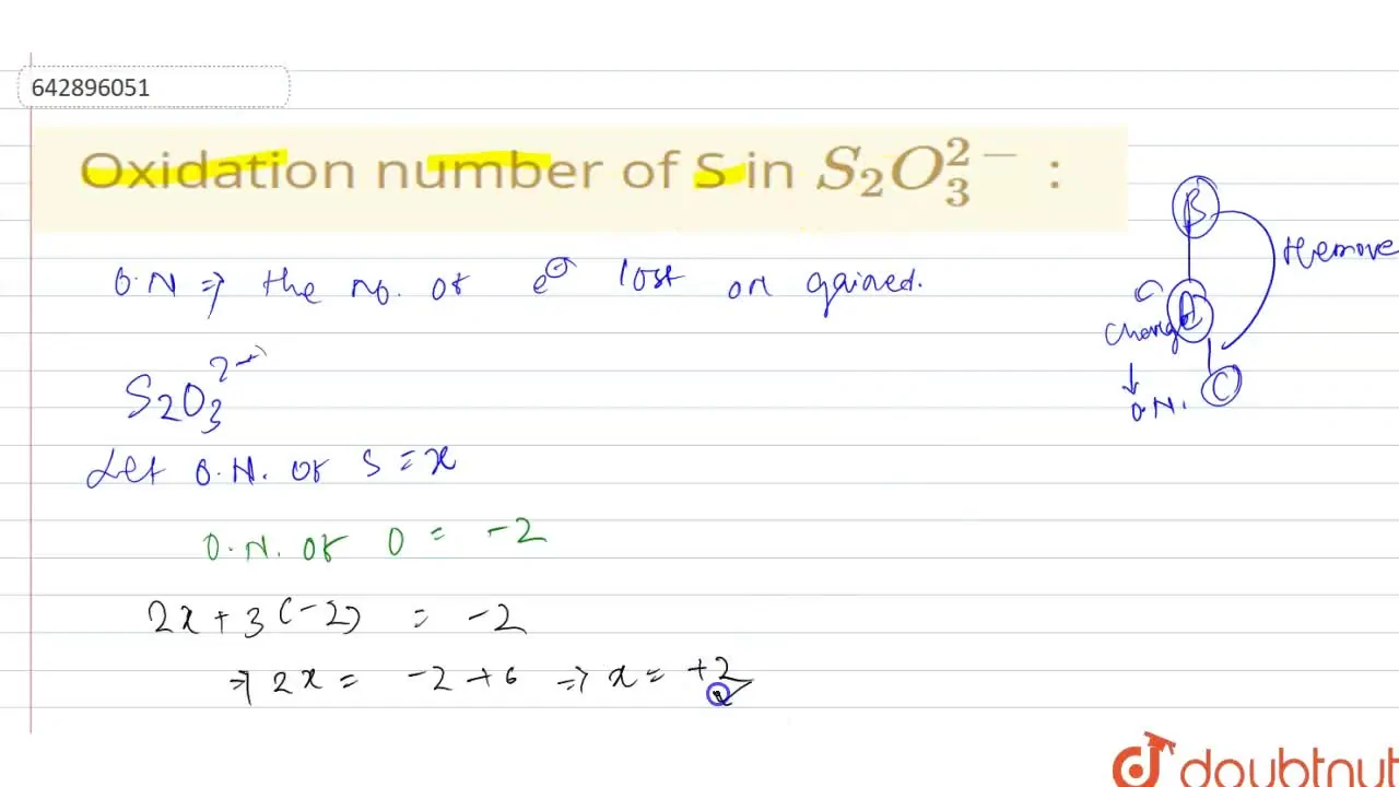 [Odia] Oxidation number of S in S2O3^(2-)