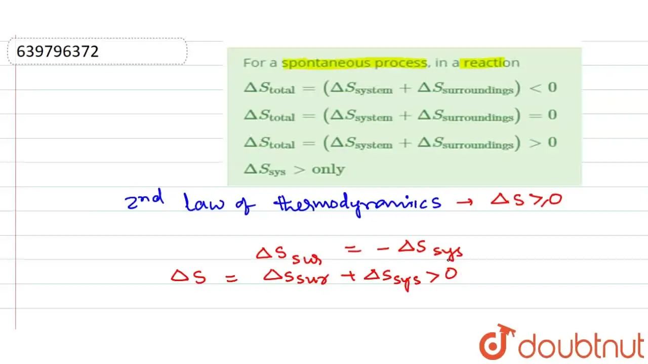[Telugu] Delta S ("total") = (Delta S ("system") + Delta S ("surroundi