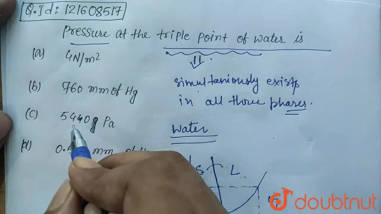 Pressure at the triple point of water is