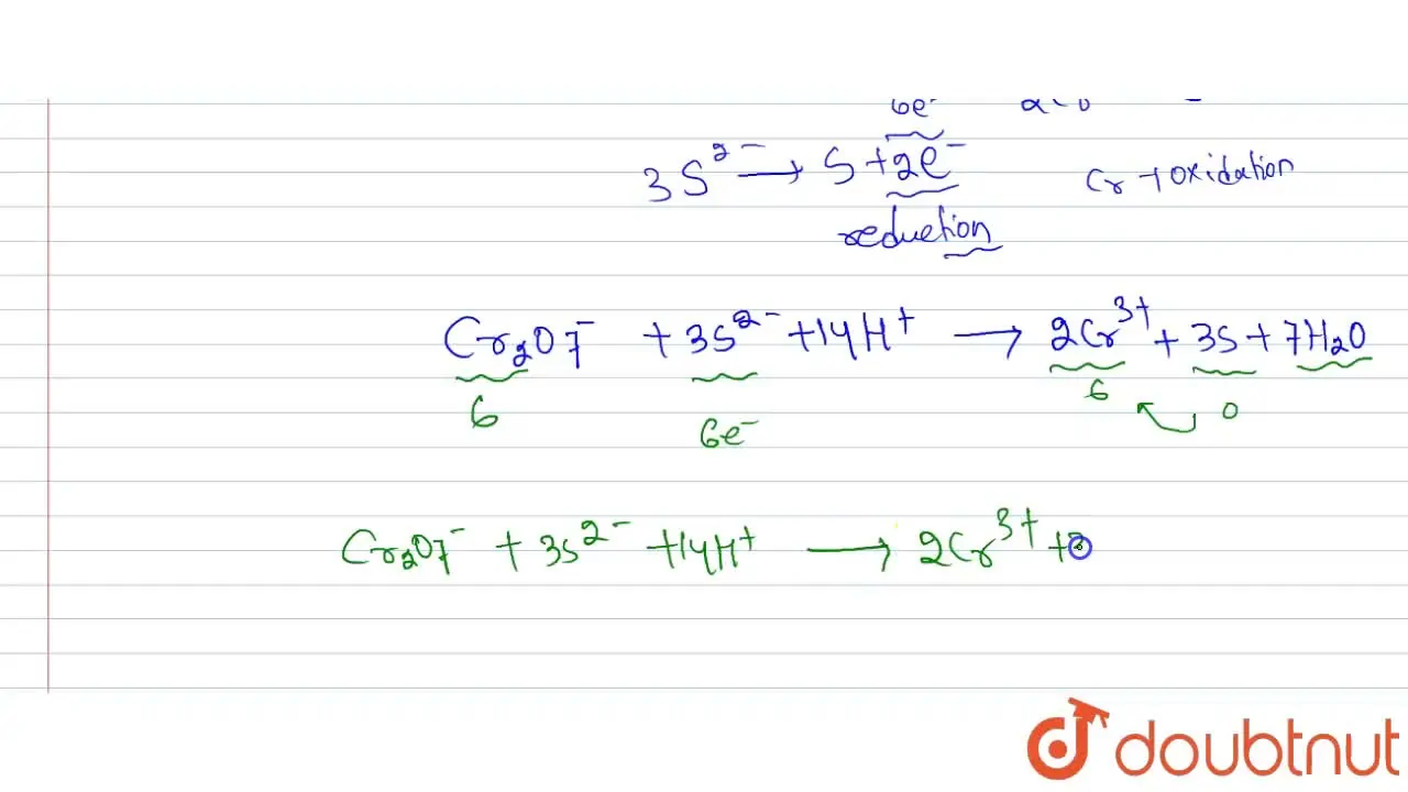 [Odia] Balance the equation : Cr2O7^(2-) +H^+ + S^2 rarrCr^3 + S + H2