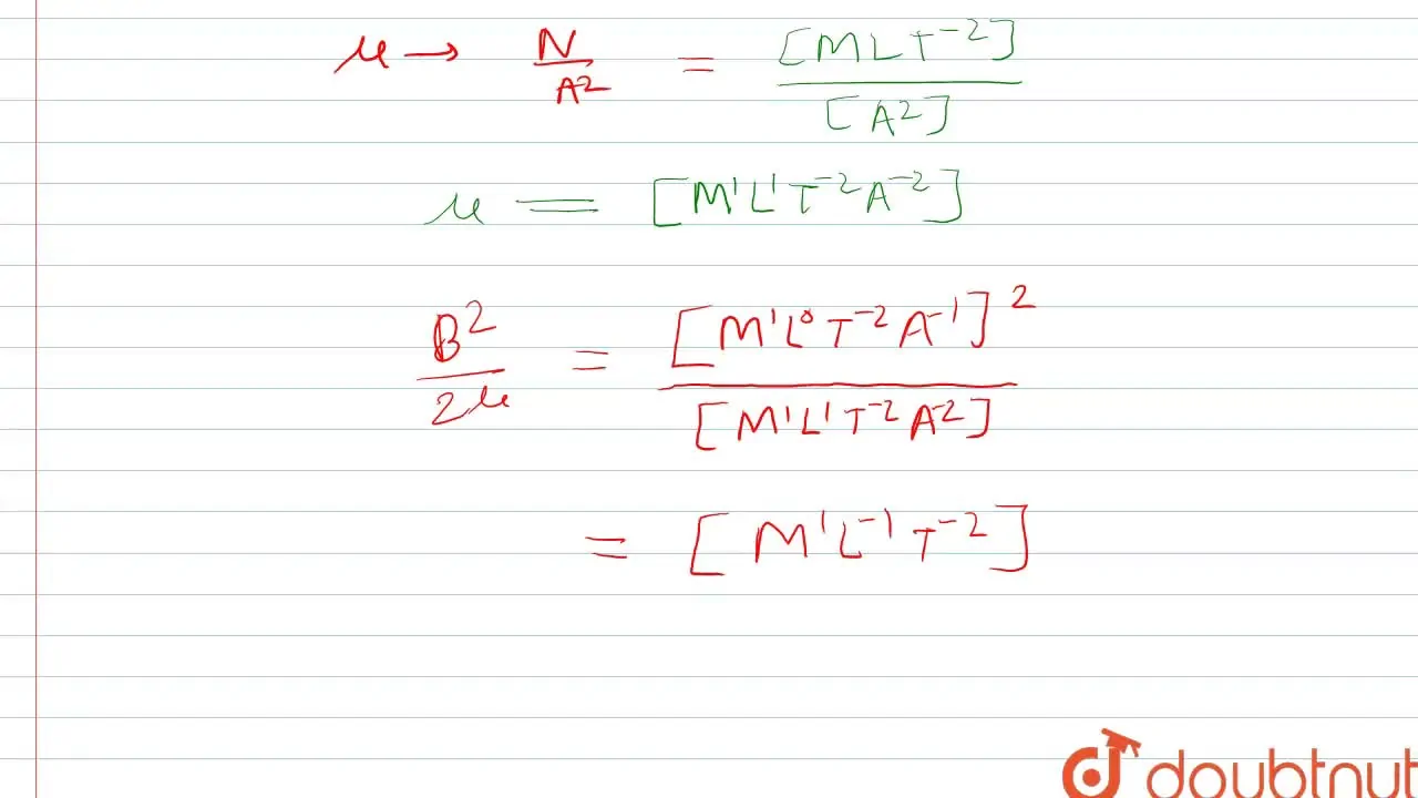 [Marathi] Select the dimensional formula of B^(2)//2 mu(0)