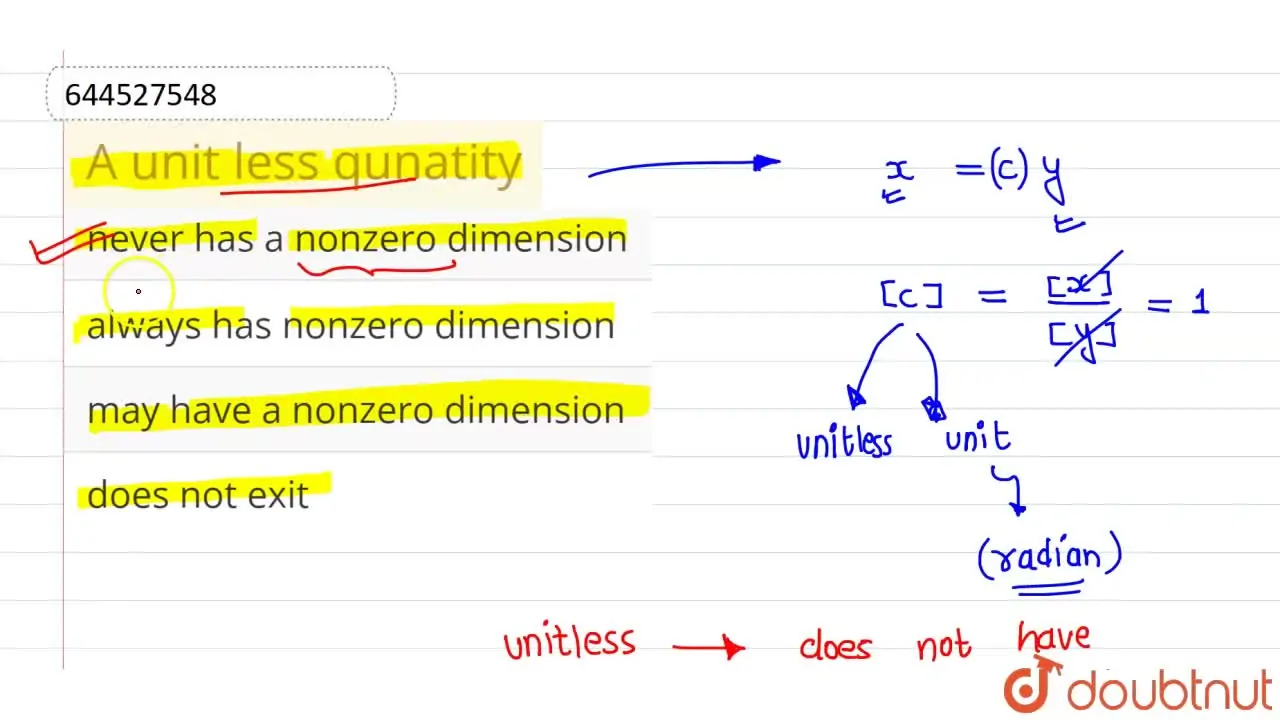 A unit less qunatity