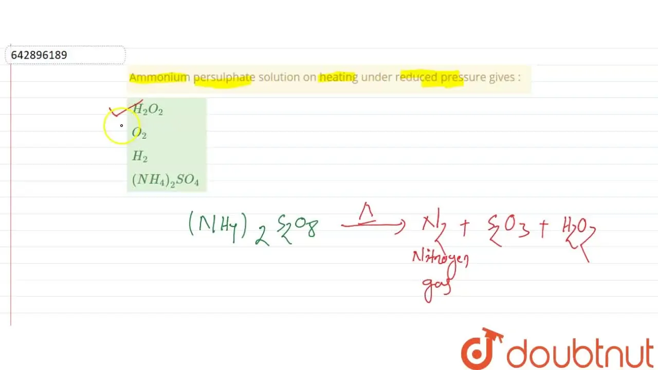 [Odia] Ammonium persulphate solution on heating under reduced pressure