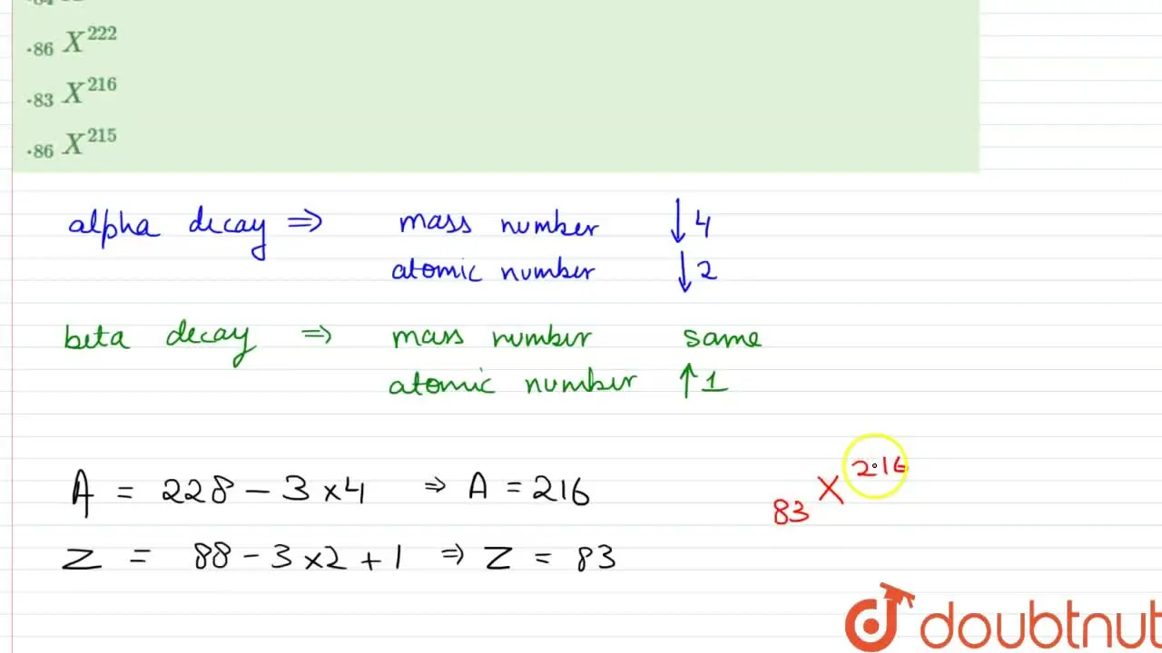 When the radioactive isotope .(88)Ra^(228) decays in series by the emi