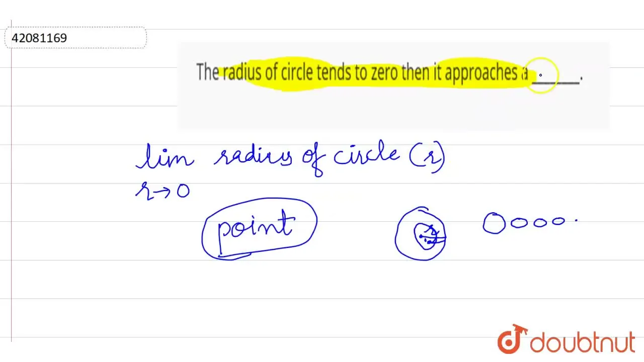The radius of circle tends to zero then it approaches a