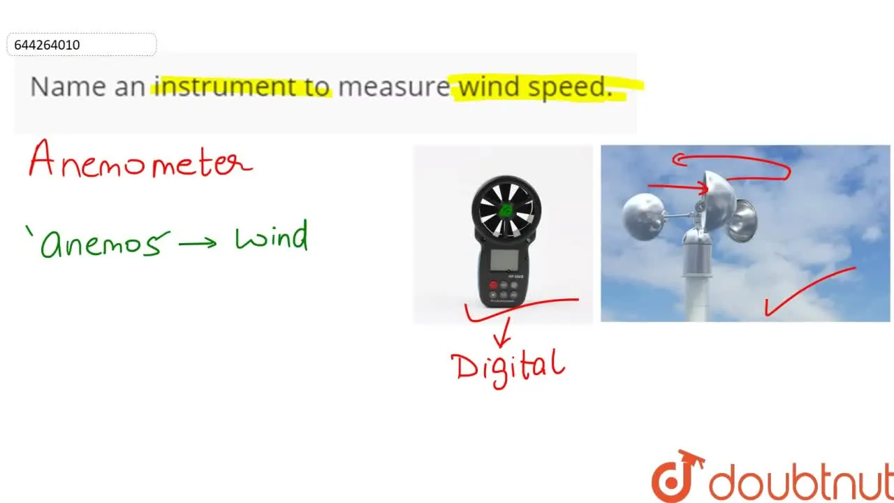 Name an instrument to measure wind speed.