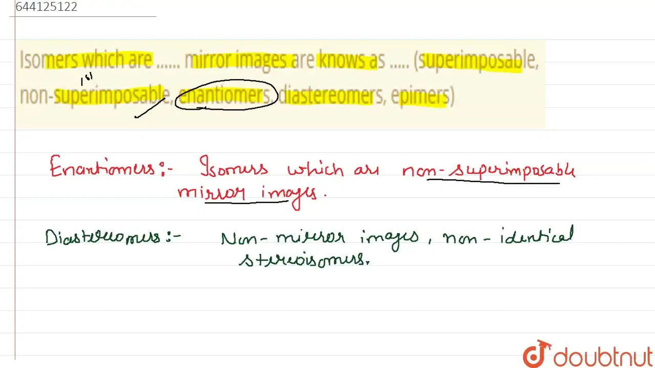 Isomers which are mirror images are knows as ….. (superimposable, non