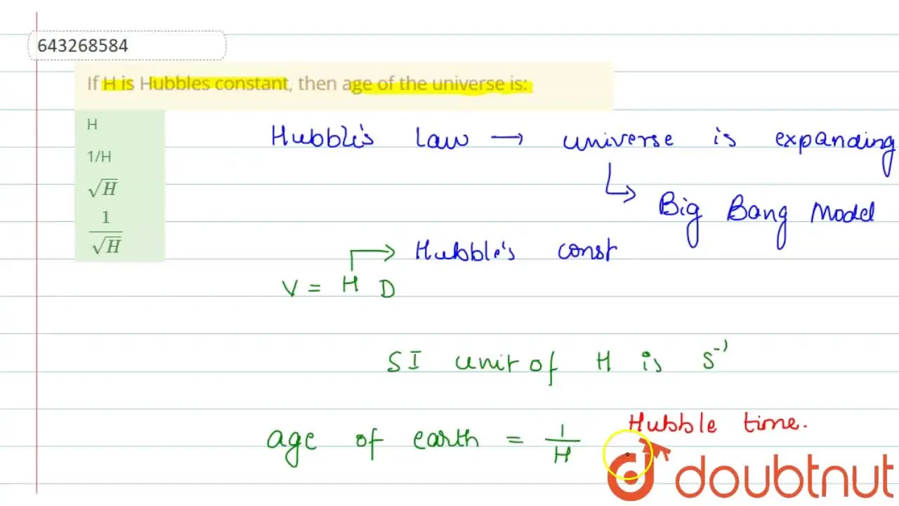 [Kannada] If H is Hubbles constant, then age of the universe is: