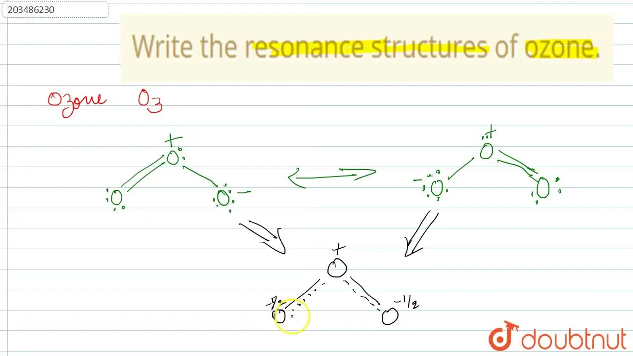 [Kannada] Write the resonance structures of ozone.