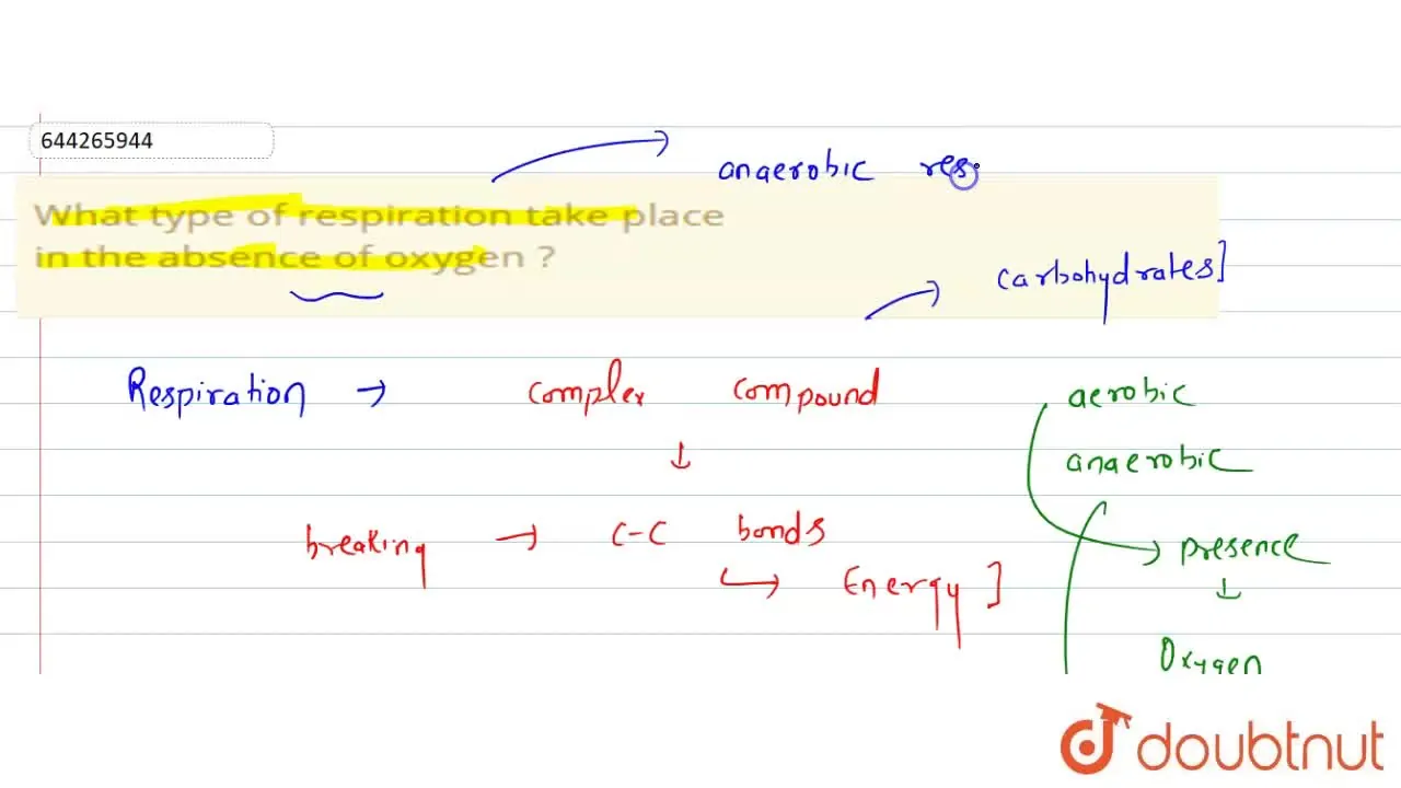What type of respiration take place in the absence of oxygen