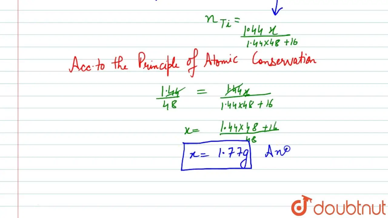 1.44 gram if titanium (Ti) reacted with excess of O(2) and produce x g