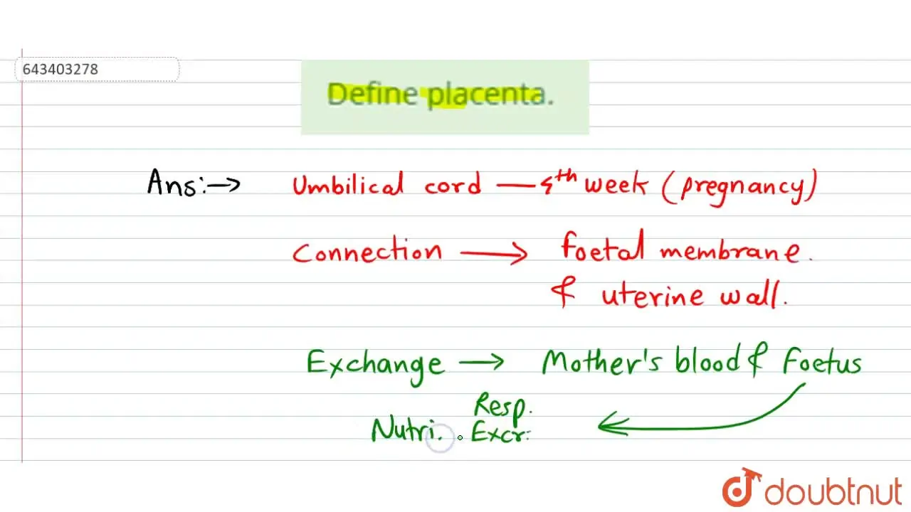 [Marathi Solution] Define placenta.