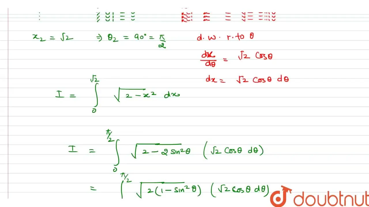 Evaluate int0^sqrt(2)sqrt(2-x^2)dx