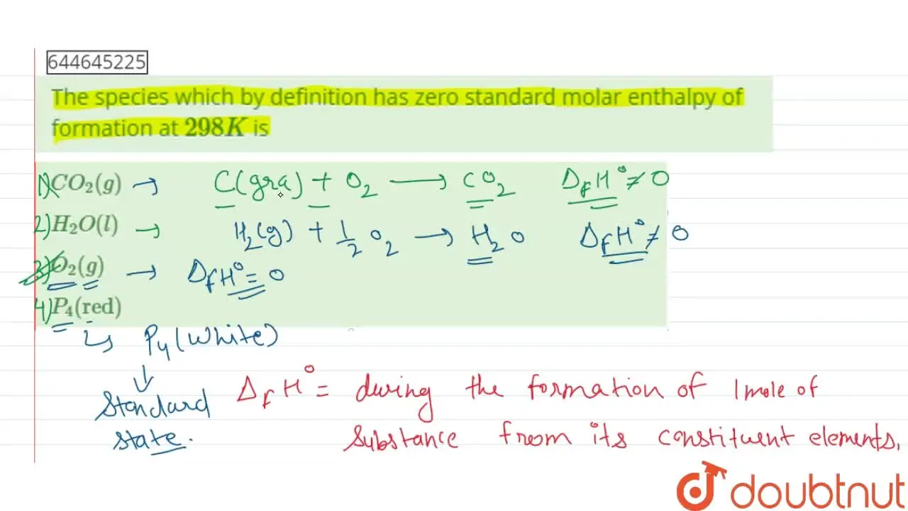 The species which by definition has zero standard molar enthalpy of fo