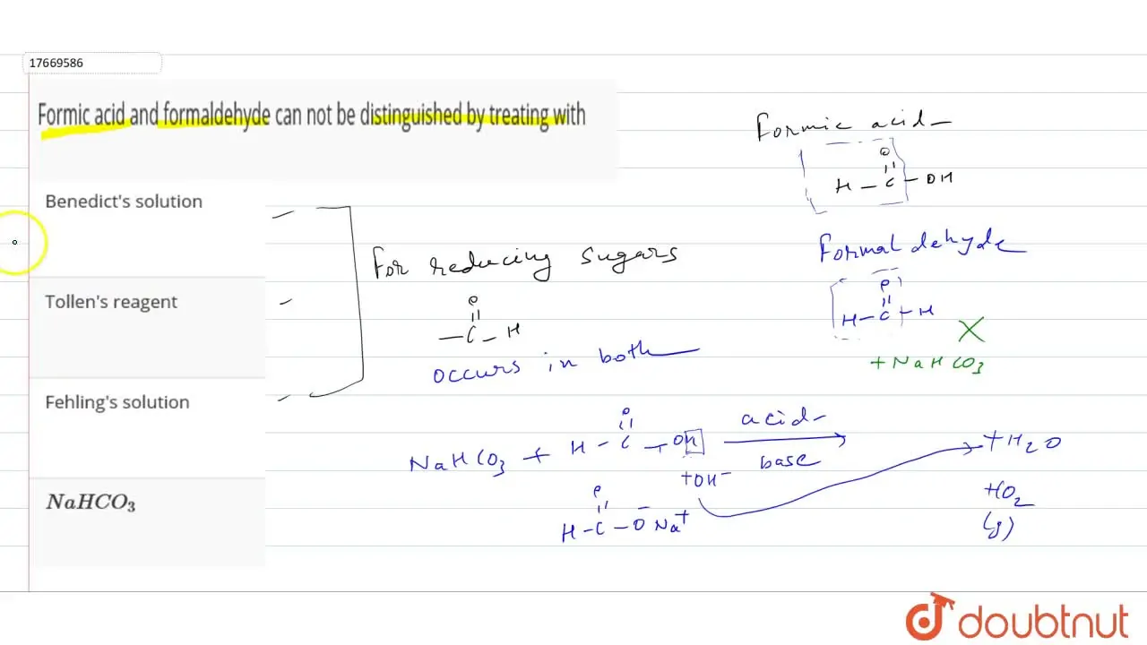 Formic acid and formaldehyde can not be distinguished by treating with