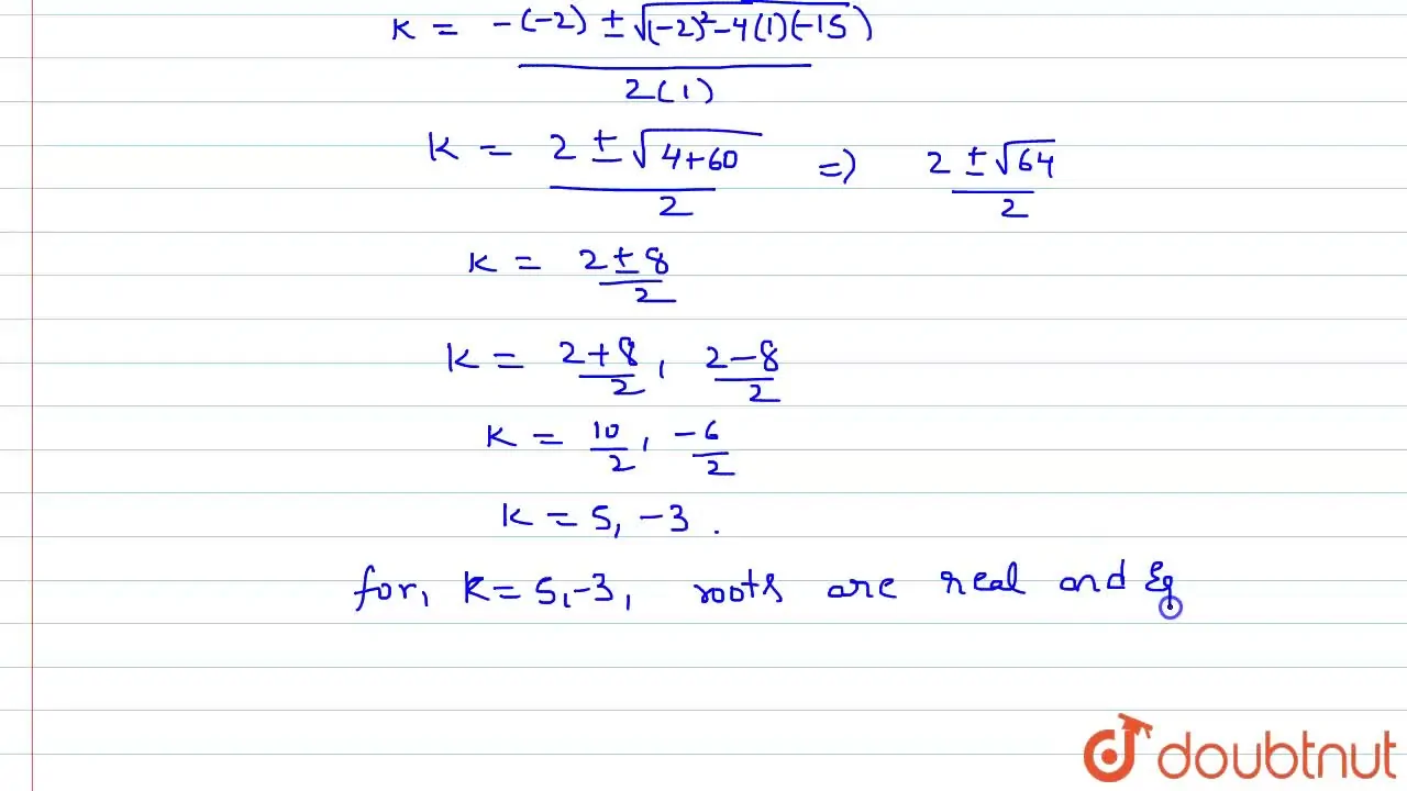 [Telugu] Find the value of k for each of the following quadratic equat