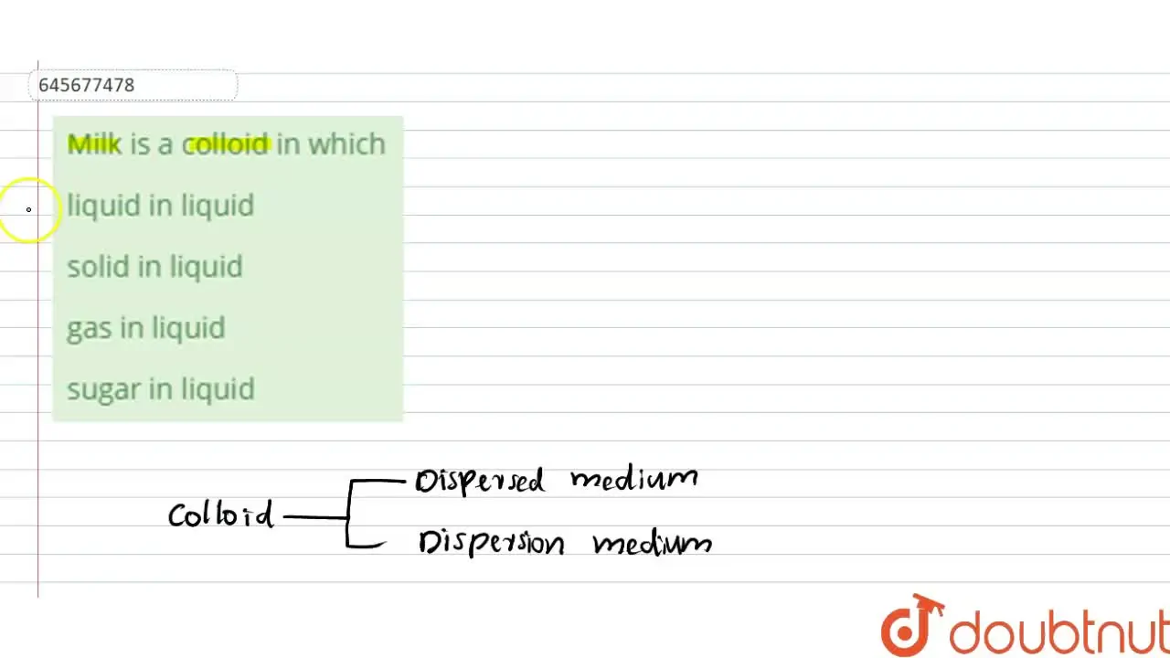 [Malayalam] Milk is a colloid in which