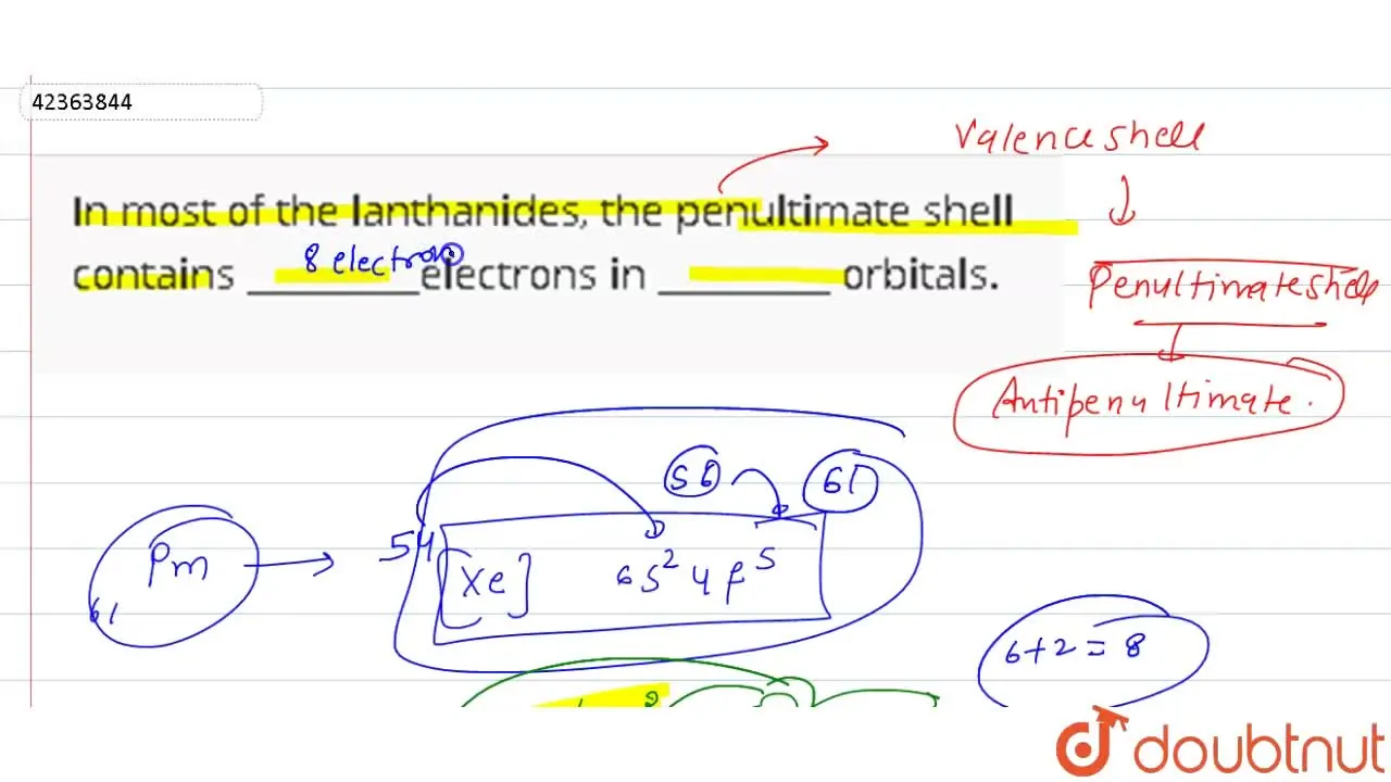 In most of the lanthanides, the penultimate shell contains electrons