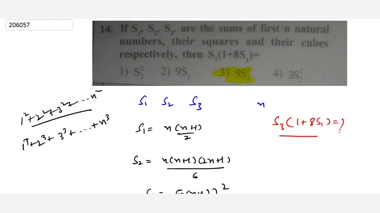 If S1,S2,S3 are the sums of first n natural numbers, their squares and